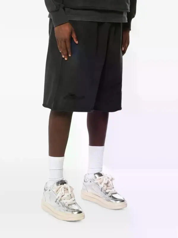 PURPLE BRAND Graphic Print Distressed Cotton Shorts