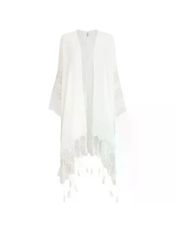 Brunello Cucinelli Linen Poncho With Broderie Anglaise - White