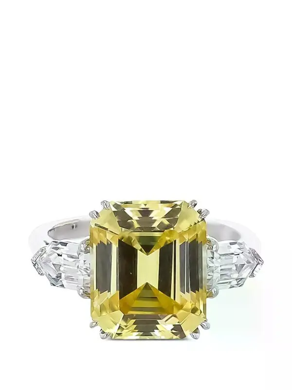 FANTASIA BY DESERIO Emerald-cut Yellow Cubic Zirconia Ring - Silver