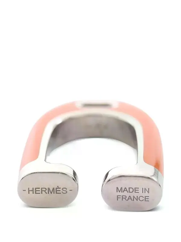 Hermès 2010s Etrier Ear Cuff With Orange Enamel And -tone Hardware
