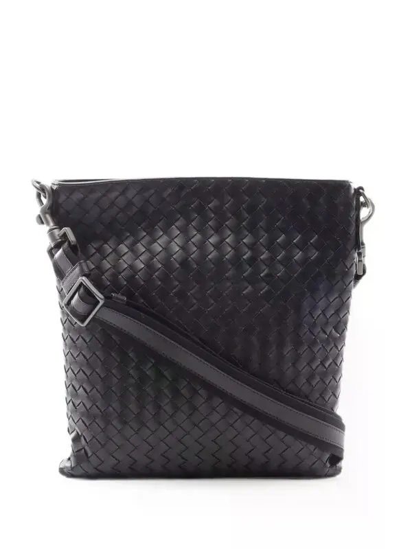 Bottega Veneta 2010s Intrecciato Shoulder Bag - Black