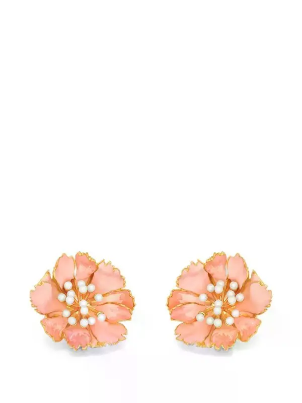 Oscar De La Renta Carnation Clip-on Earrings - Pink