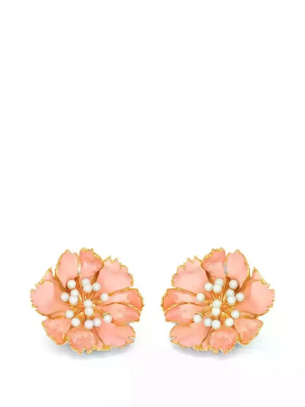 Oscar De La Renta Carnation Clip-on Earrings - Pink