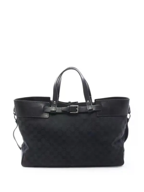 Gucci 2000s Gg Canvas Tote Bag - Black