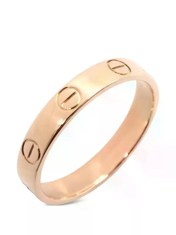Cartier 18k Rose Gold Engraved Motif Band Ring - Pink