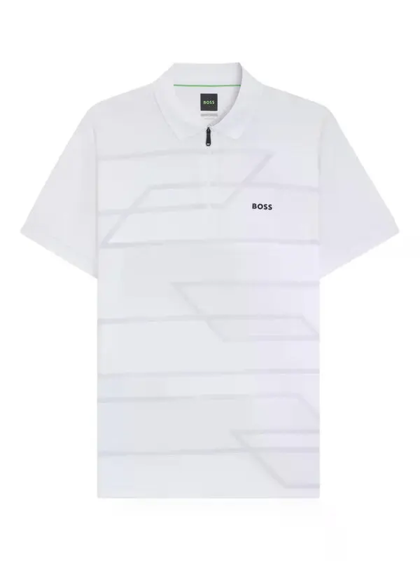 BOSS Geometric-pattern Zipped Polo Shirt