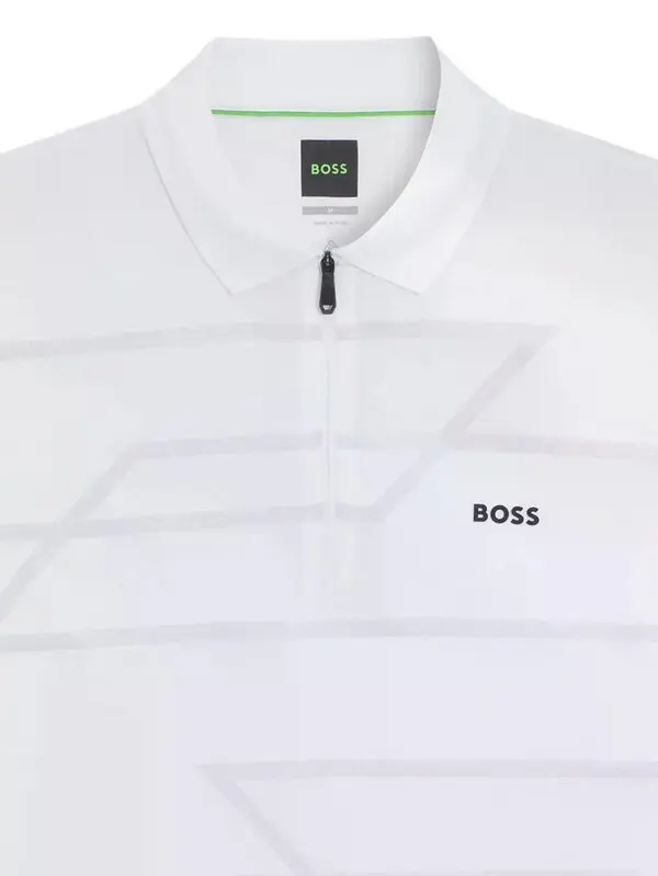 BOSS Geometric-pattern Zipped Polo Shirt