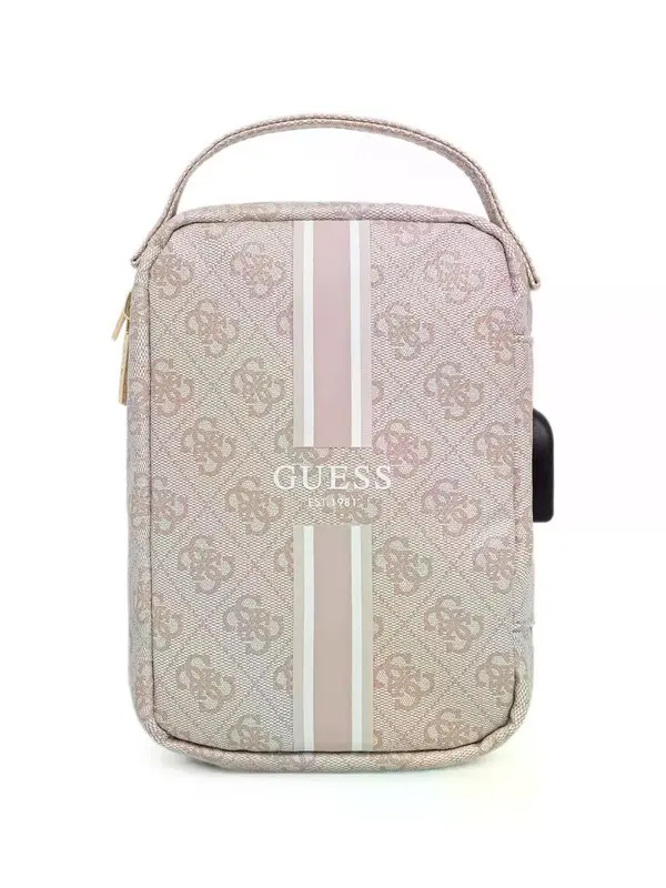 Guess Monogram-print Logo-stripe Bag - Neutrals