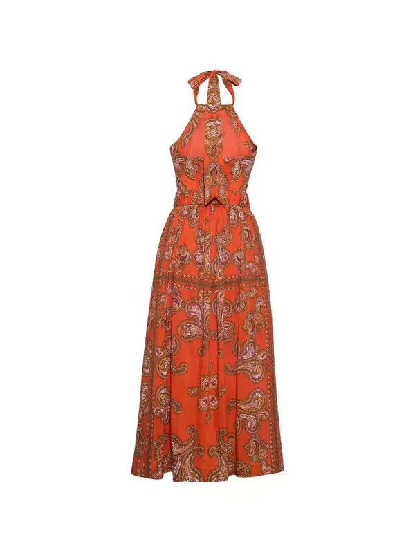 Cara Cara Dena Paisley-print Belted Maxi Dress - Orange