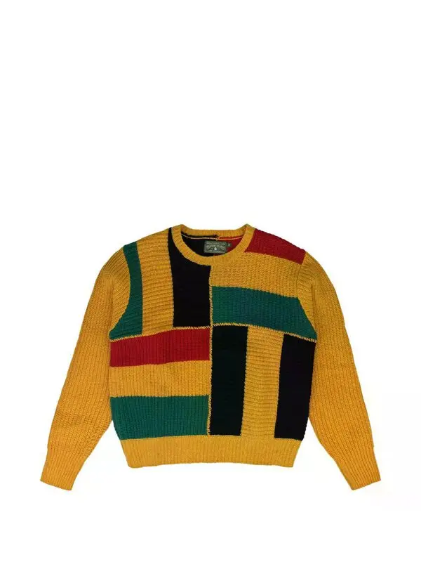 DENIM TEARS Trifecta Patchwork-knit Sweater - Yellow