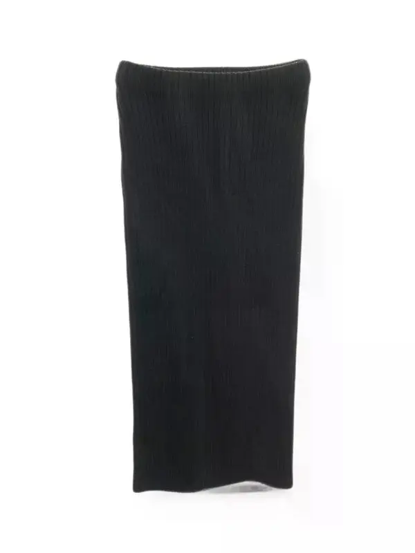 Prada 2010s Ribbed Midi Skirt - Black