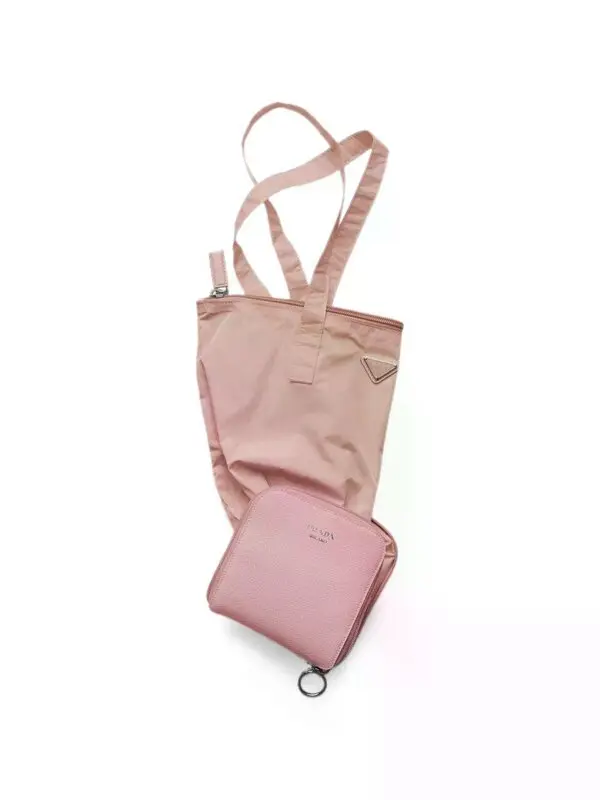 Prada Saffiano Leather Pendant With Re-nylon Tote Bag - Pink