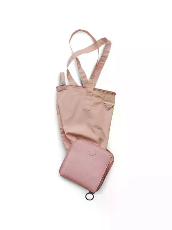 Prada Saffiano Leather Pendant With Re-nylon Tote Bag - Pink