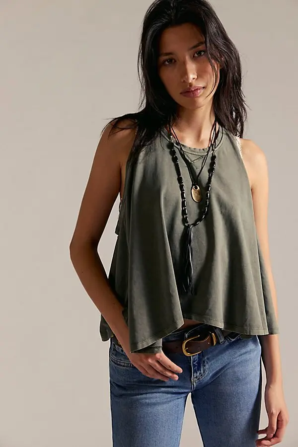 Free People We The Free Hialeah Tank Top - Dusty Olive