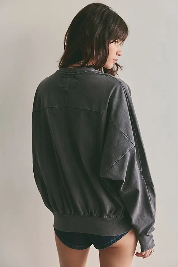 Free People We The Free Epic Long Sleeve Top - Washed Black