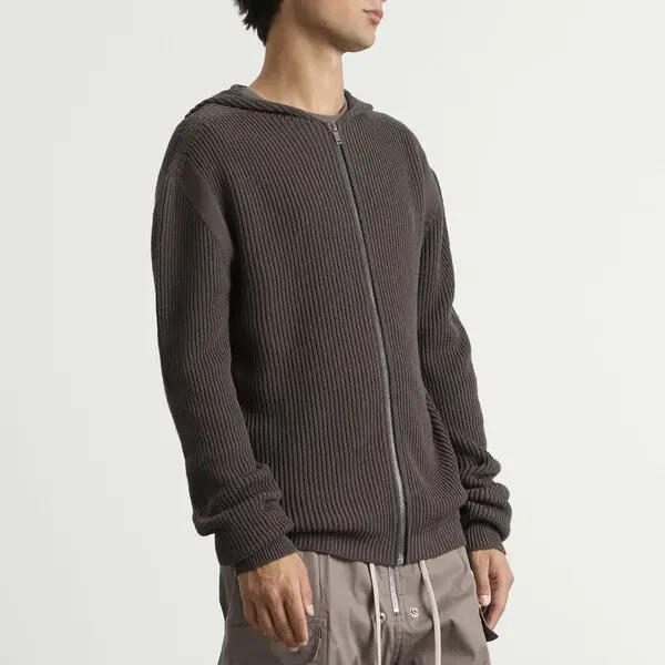 Rick Owens Ribbed Wool Zipped Hoodie