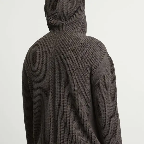 Rick Owens Ribbed Wool Zipped Hoodie