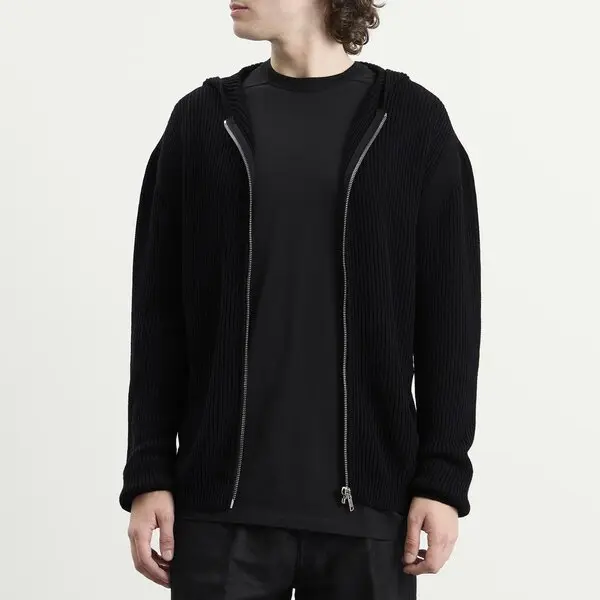 Rick Owens Ribbed Wool Zipped Hoodie