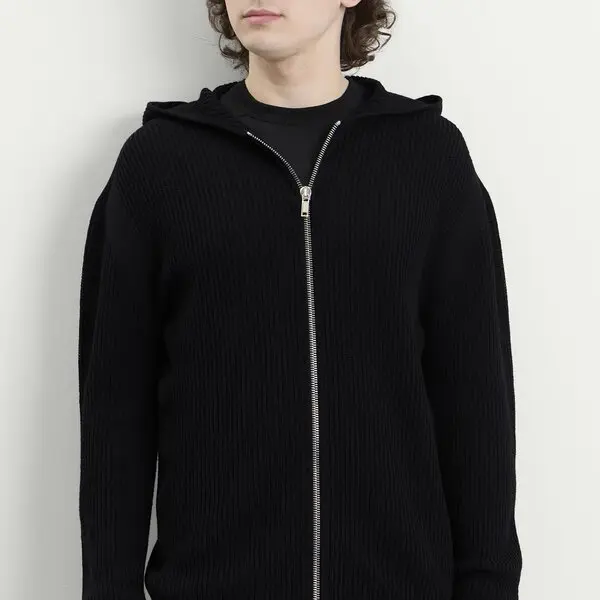 Rick Owens Ribbed Wool Zipped Hoodie