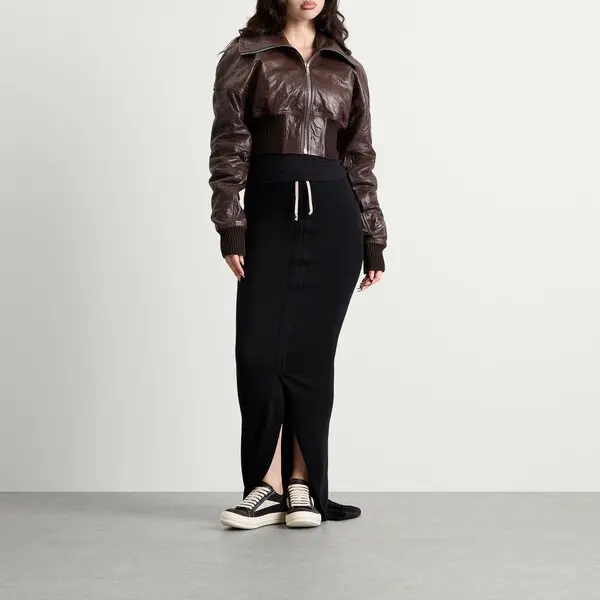Rick Owens Cropped Leather Bomber Jacket
