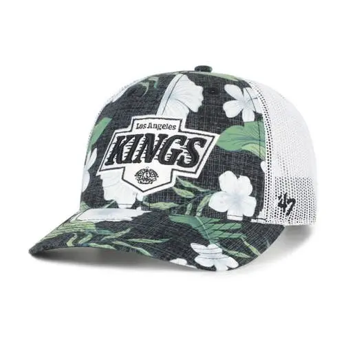 '47 White Los Angeles Kings Beach Side Adjustable Trucker Hat - Black