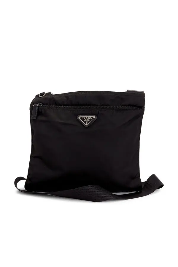 Prada Tessuto Flat Messenger Bag - Black