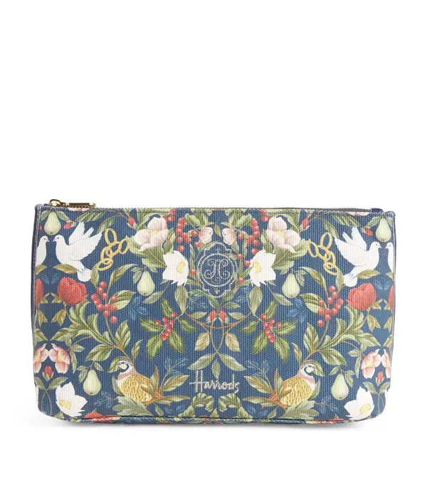 Harrods Medium Cotton Partridge Cosmetics Bag - Navy