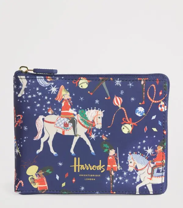 Harrods Christmas Carousel Pocket Shopper Bag - Navy
