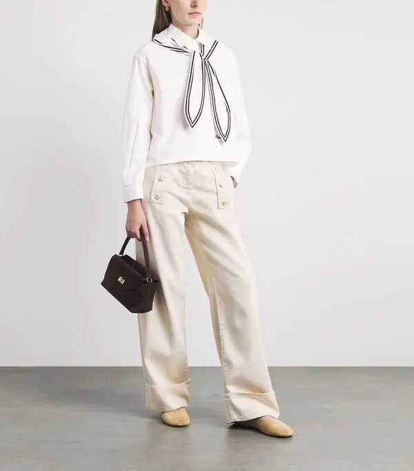 Claudie Pierlot Cotton Sailor Shirt With Detachable Tie - White