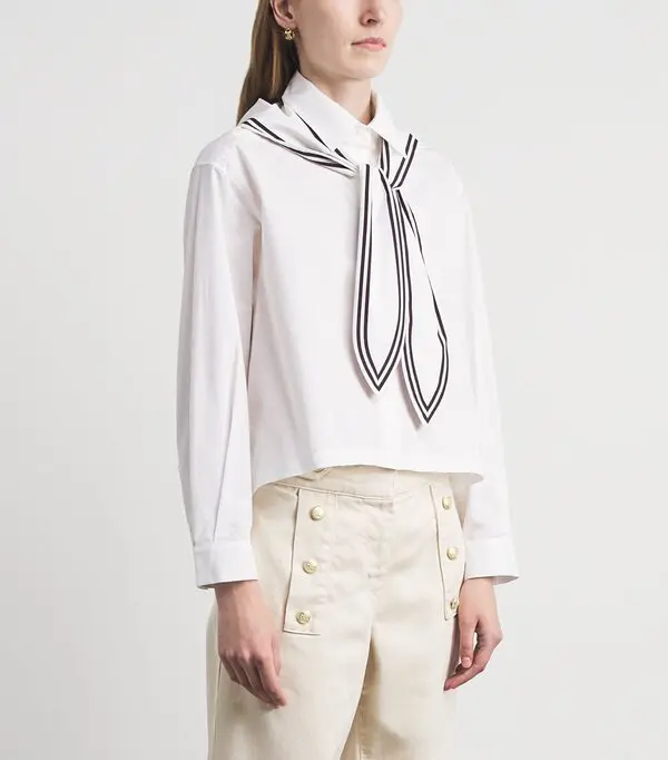 Claudie Pierlot Cotton Sailor Shirt With Detachable Tie - White