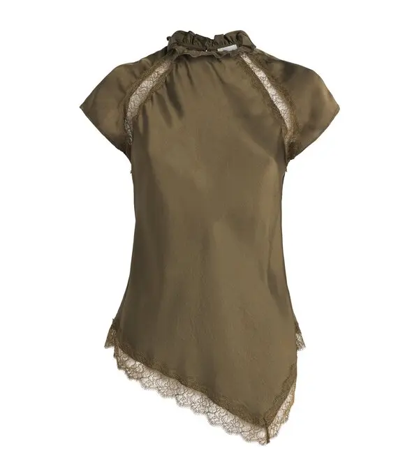 Claudie Pierlot Lace-trim Asymmetric Top - Brown