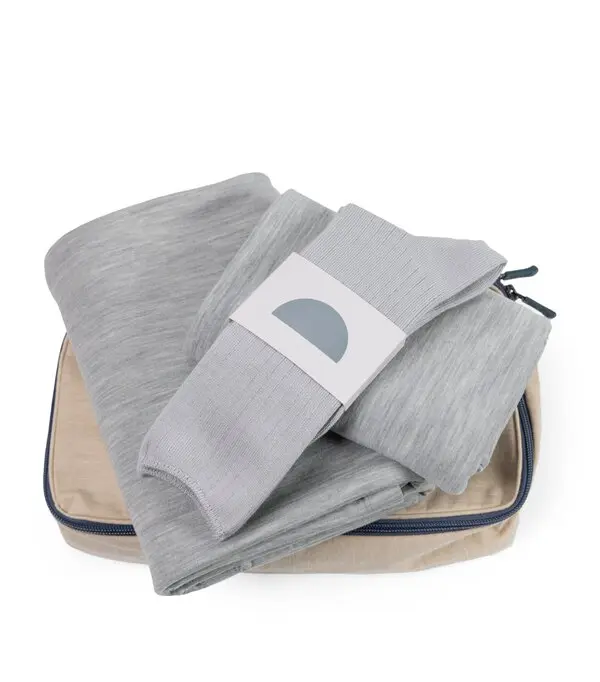 SHELEP Merino Pillow, Blanket And Socks Travel Set - Grey