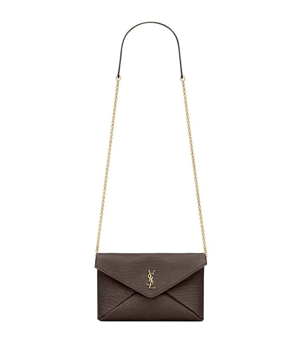 Saint Laurent Small Cassandre Envelope Shoulder Bag - Brown