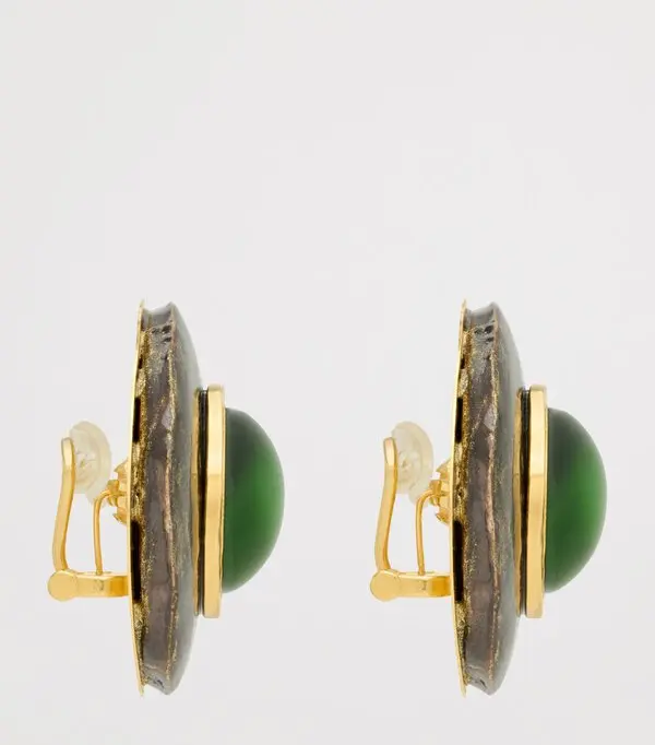 Saint Laurent Ceramic And Cabochon Earrings