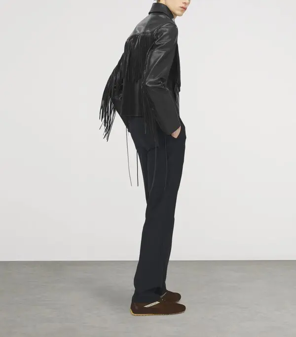 Alexander McQueen Leather Fringed Jacket