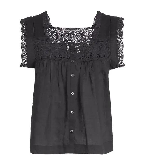 Citizens Of Humanity Ramie Mia Embroidered Blouse - Black