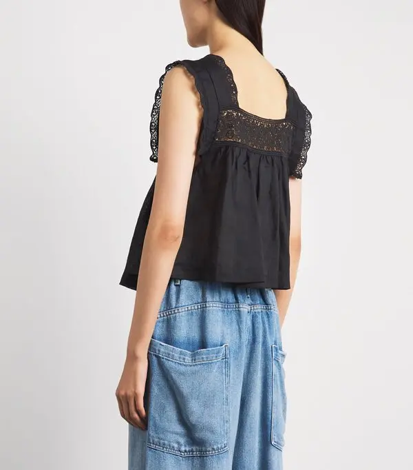 Citizens Of Humanity Ramie Mia Embroidered Blouse - Black