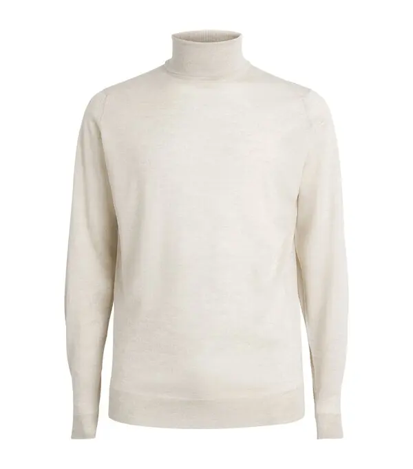 John Smedley Extra Fine Merino Wool Cherwell Rollneck Sweater - Beige