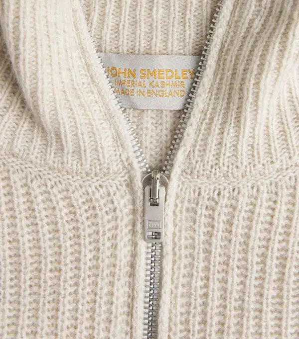 John Smedley Ryker Recycled Cashmere-wool Quarter-zip Sweater - Beige