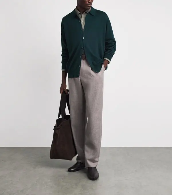 John Smedley Extra Fine Merino Wool Tibor Shirt - Green