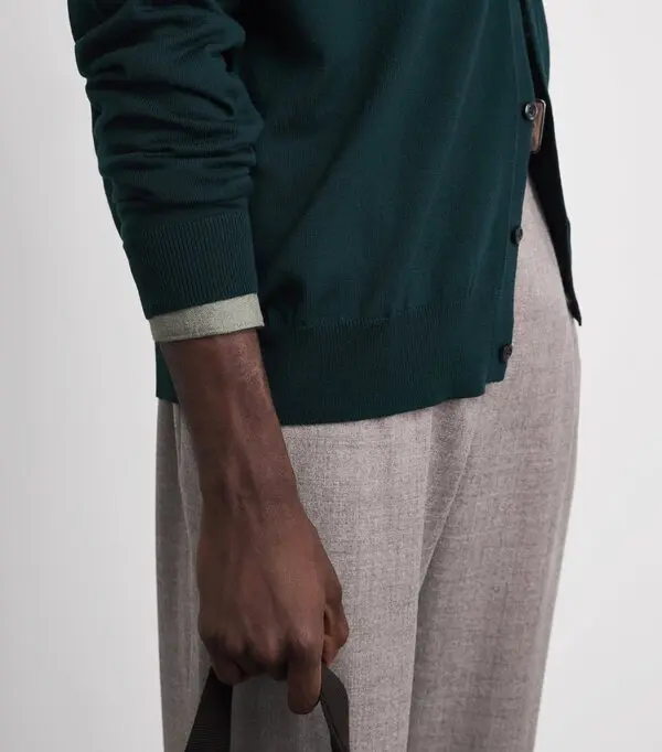 John Smedley Extra Fine Merino Wool Tibor Shirt - Green