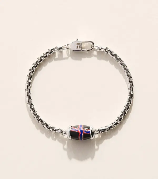 Tateossian Rhodium-plated French Cross Chain Bracelet - Black