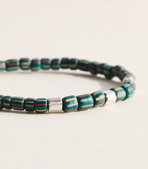 Tateossian Rhodium-plated Sterling Silver Rigato Java Beaded Bracelet