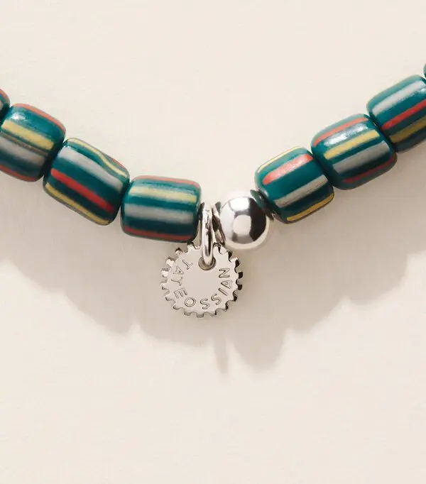 Tateossian Rhodium-plated Sterling Silver Rigato Java Beaded Bracelet