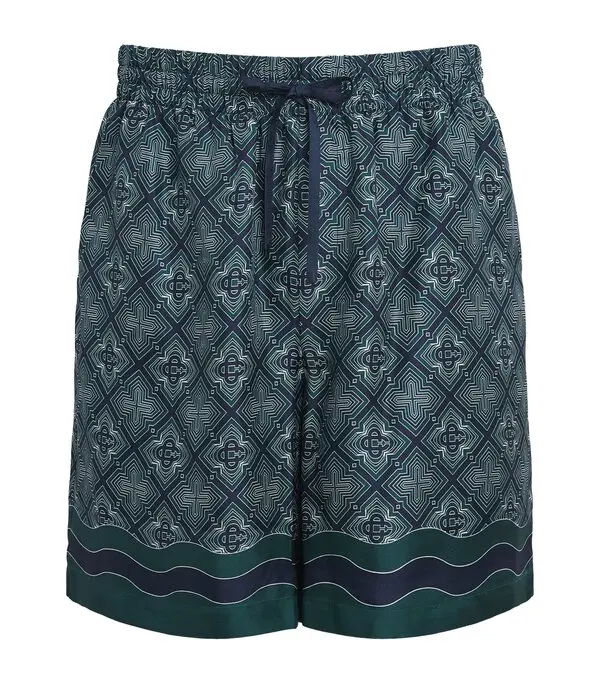 Casablanca Silk Radiating Monogram Shorts - Green