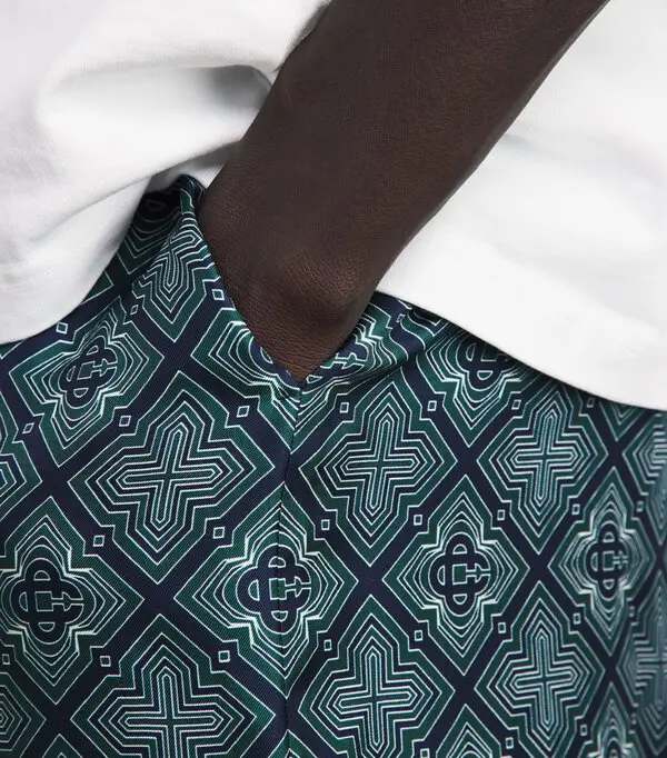 Casablanca Silk Monogram Print Shorts - Green