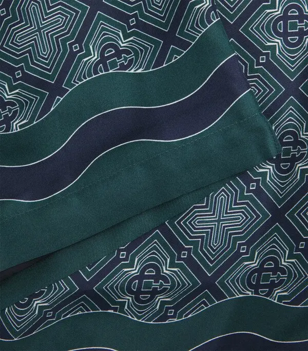 Casablanca Silk Monogram Print Shorts - Green