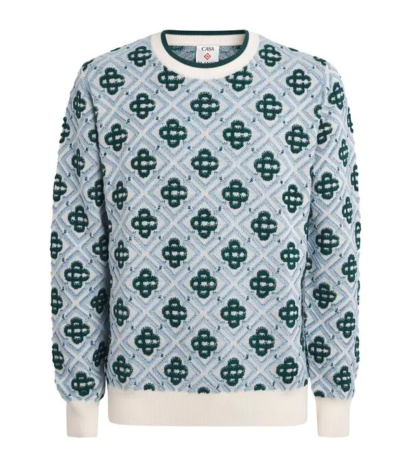 Casablanca Wool Monogram Crewneck Sweater - Blue