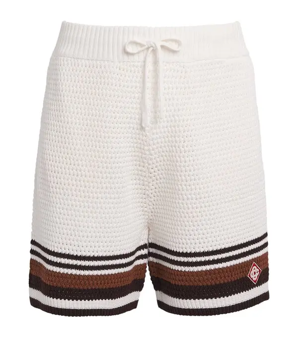 Casablanca Crochet Stripe Shorts - White