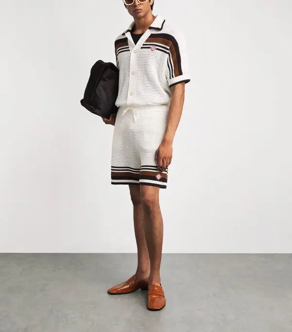 Casablanca Crochet Stripe Shorts
